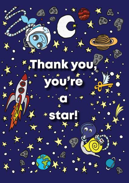 Thank you, star space themed card | thortful