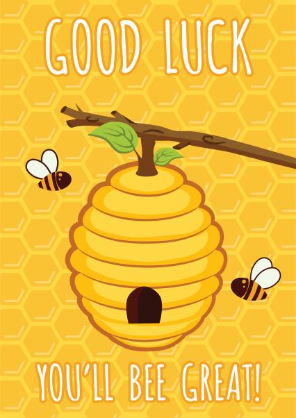 Good Luck Cards Paper Greeting Cards Bee Themed Card Good Luck Card Job ...