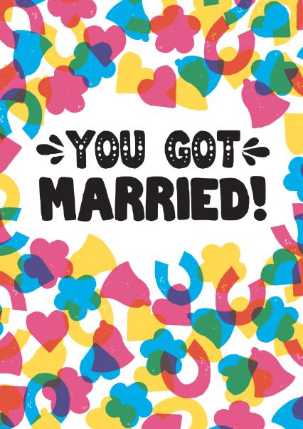 You got Married Rainbow Confetti Wedding Card | thortful