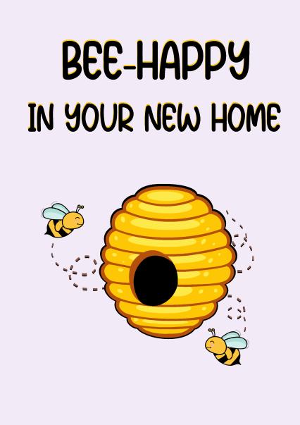 Cute Beehive New Home Card - Bees - Bee Happy In Your New Home | thortful
