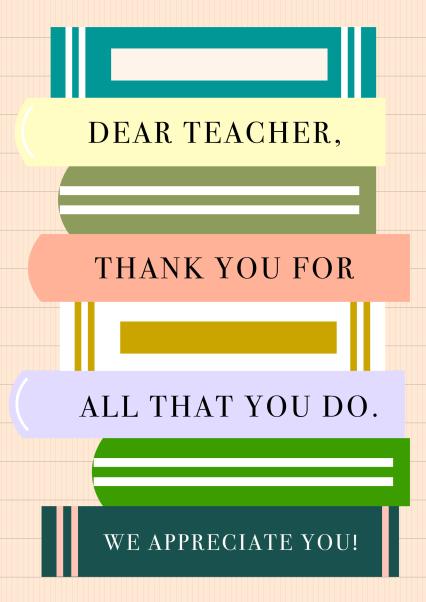Dear Teacher, Thank You Books Card | thortful