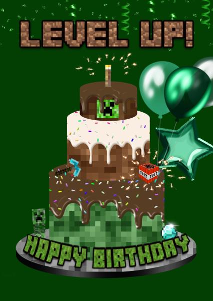 Minecraft Happy Birthday To You Personalised Minecraft Birthday Card