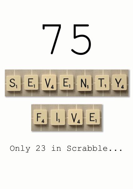 75th Scrabble Birthday Card | thortful