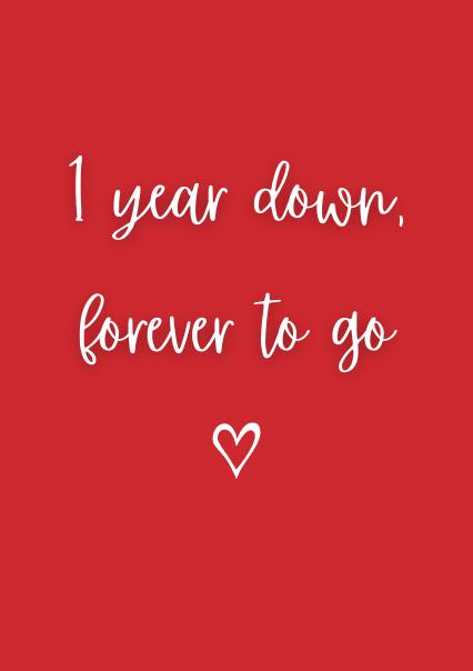 Cute Typography Anniversary Card - 1 Year - First Wedding Anniversary ...
