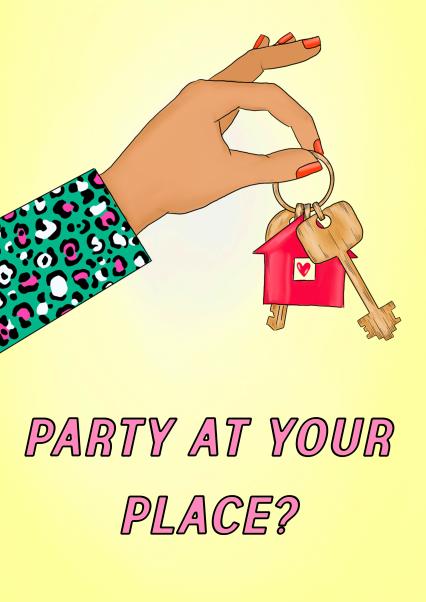 Funny Housewarming Party New Home Card - House Keys - Party At Your ...