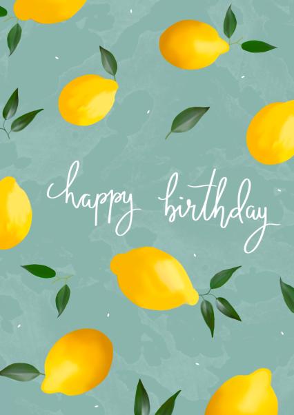 Lemon Birthday Quotes Birthday Greetings Card Naive Childish Style
