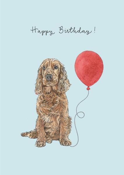 Cocker Spaniel Birthday Balloon Card | thortful