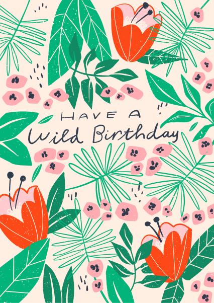 Arty Birthday Card - Wild Flowers - Abstract | thortful