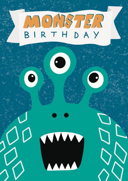 Kids Monster Birthday Card | thortful