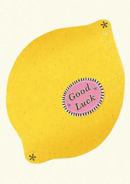 Good Luck Lemon Fruit Sticker Card | thortful
