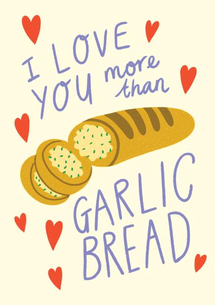 Cute Garlic Bread Anniversary Card / Valentines Day Card / Friendship ...