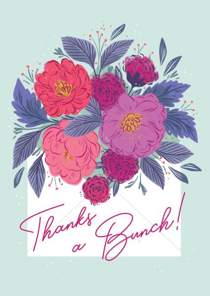 Thanks a Bunch, Flowers and Envelope Card | thortful