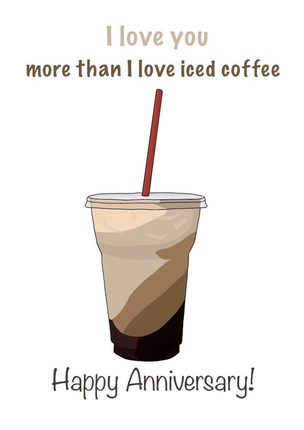 Iced coffee themed anniversary card 1000 | thortful