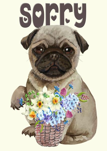 Pug Puppy Sorry Card | thortful