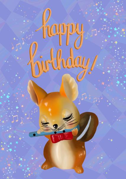 Kitsch Musical Squirrel Birthday Card 1001 | thortful