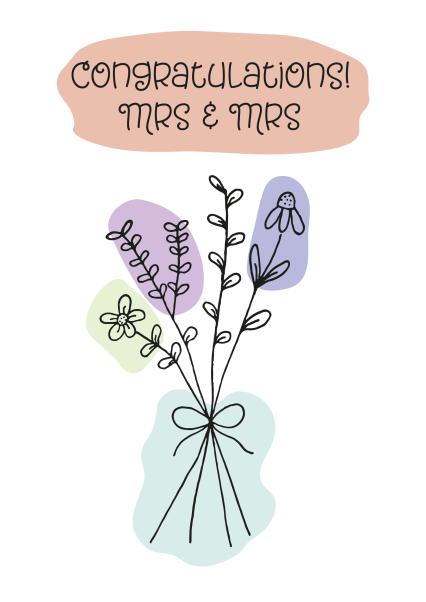 Congratulations Mrs and Mrs - Watercolour bouquet card | thortful