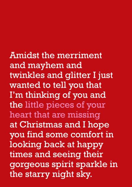 Christmas Card - Card For Loss - Card For Loved One - Sympathy Card ...
