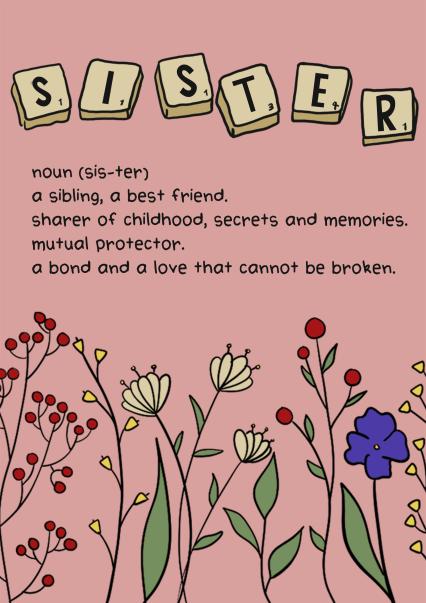 Super Cute Sister Definition Card | thortful
