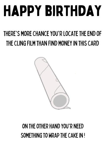Notoriously difficult task of locating the end of cling film Birthday ...