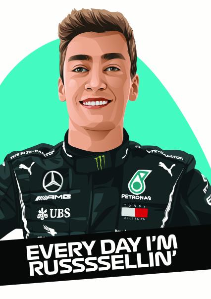 Formula 1 George Russell Mercedes Greeting Card | thortful