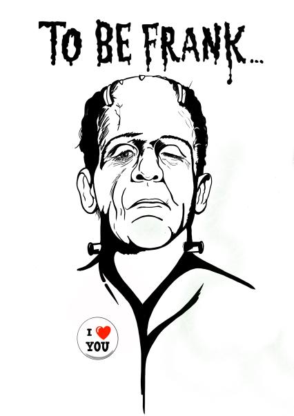 Frankenstein Monster Gothic Horror Valentines Love Anniversary Card ...