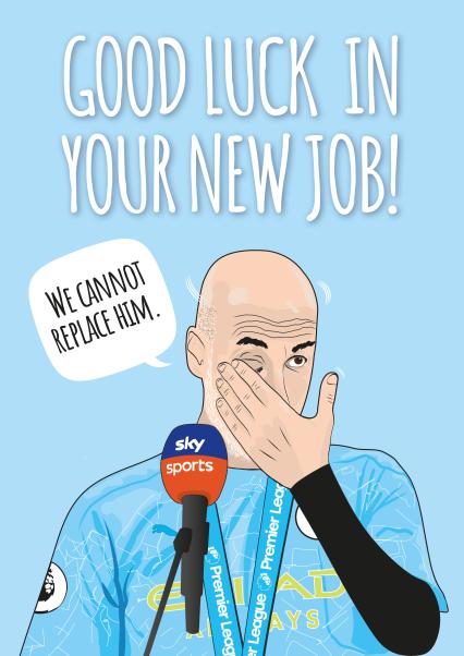 Pep Guardiola Man City New Job Card | thortful