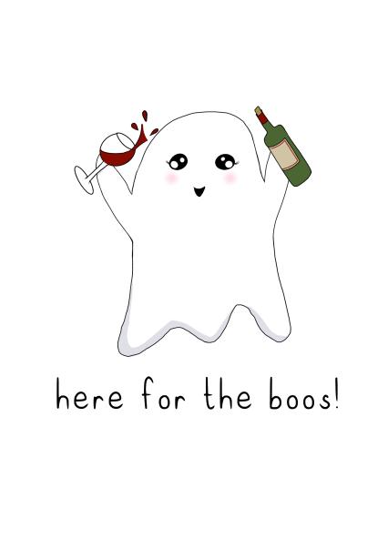 Here for the boos! Cute Ghost Greetings card | thortful