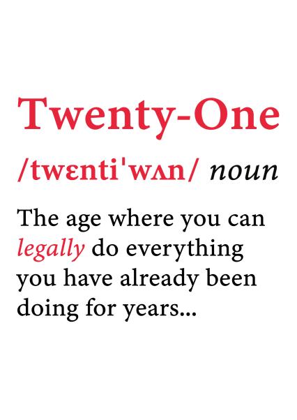 Twenty One Birthday Card Definition | thortful