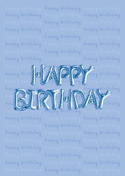 Baby Blue Happy Birthday Helium Balloons Card | thortful