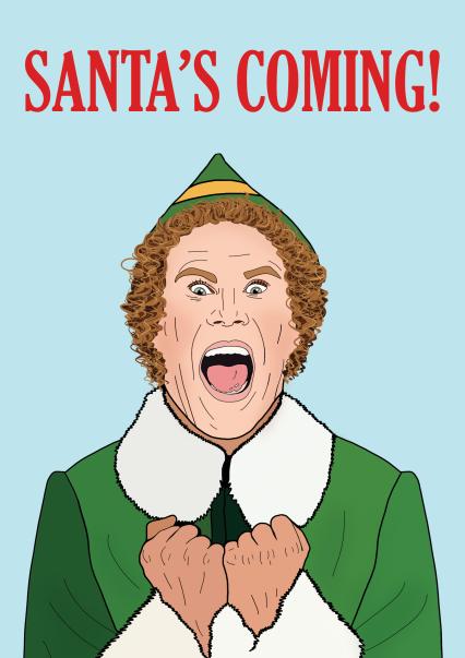 Elf Christmas Card - Santa is coming | thortful