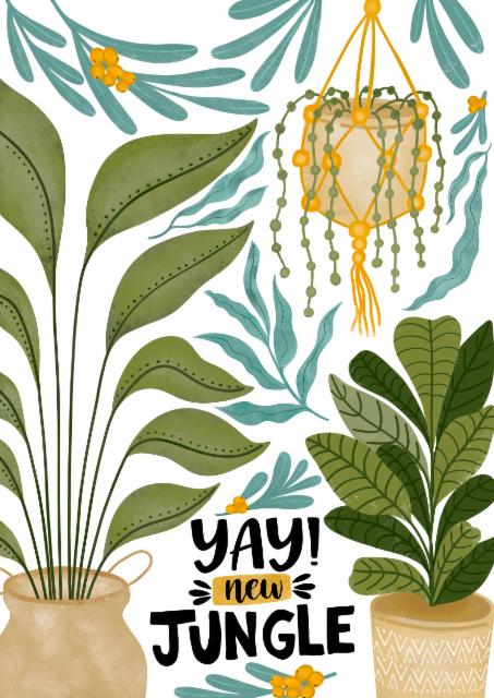 Pretty Jungle New Home Card - House Plants - Yay New Jungle | thortful