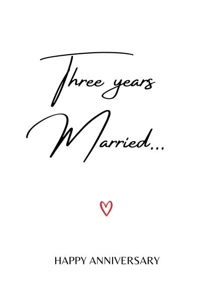 Cute Typography Anniversary Card - Three Years Married | thortful