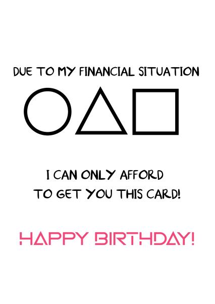 Squid game birthday card 1001 | thortful