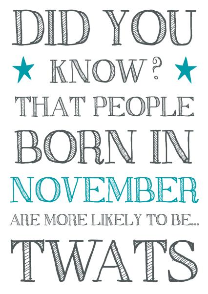 Funny cheeky rude November Birthday card for a friend or family | thortful