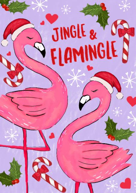 Flamingo Christmas Card 1000 | thortful