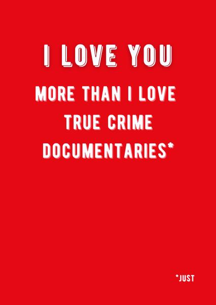 Cheeky True Crime Documentaries Typography Anniversary Card ...