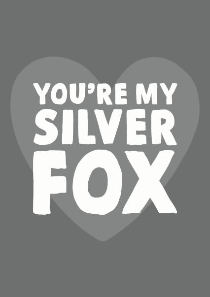 Funny Silver Fox Typography Anniversary Card / Valentines Day Card ...