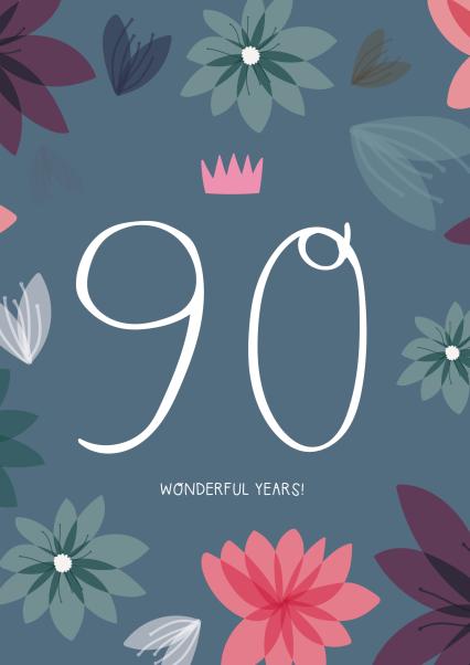 Cute 90th Birthday Card - 90 Wonderful Years - For Her | thortful