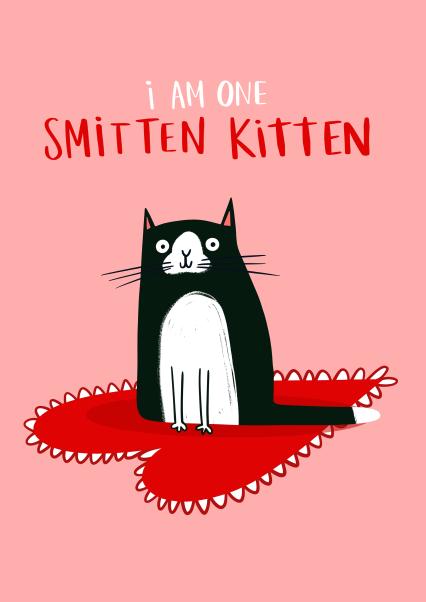 Smitten Kitten Cat Love Anniversary Love Valentine’s Day Card | thortful