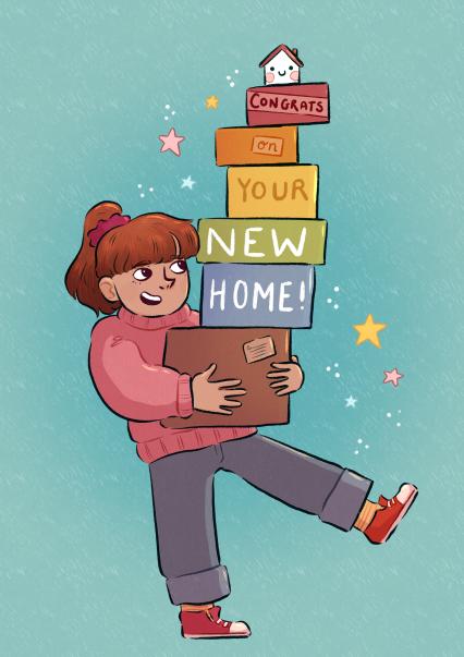 Congrats On Your New Home Moving Boxes Cute Illustrated Card | thortful