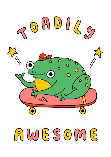 Awesome Toad on a Skateboard | thortful