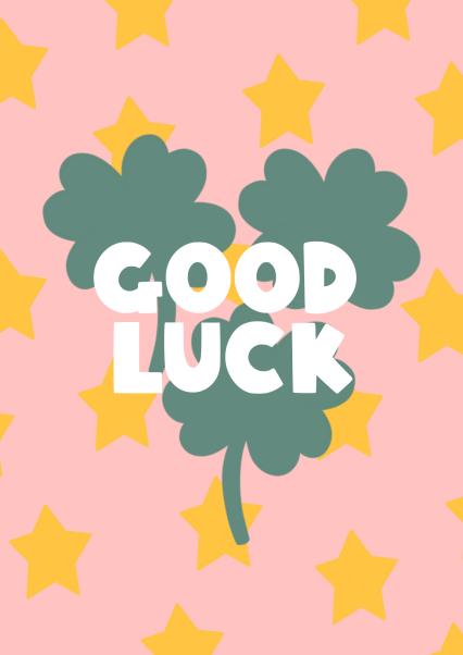 Good luck star print four leaf clover card | thortful