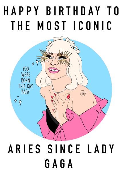 Lady Gaga Aries Star Sign Birthday Card Thortful