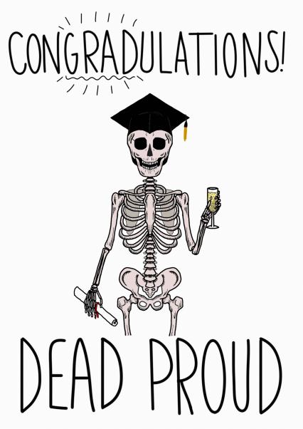 Funny skeleton graduation card | thortful