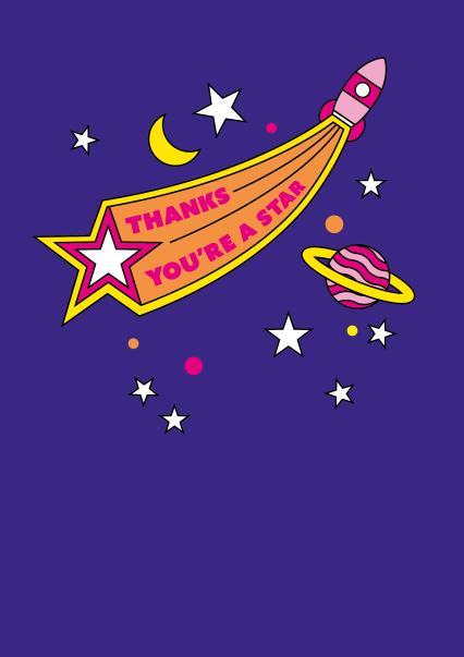 Thanks, you're a star cosmic thank you card | thortful