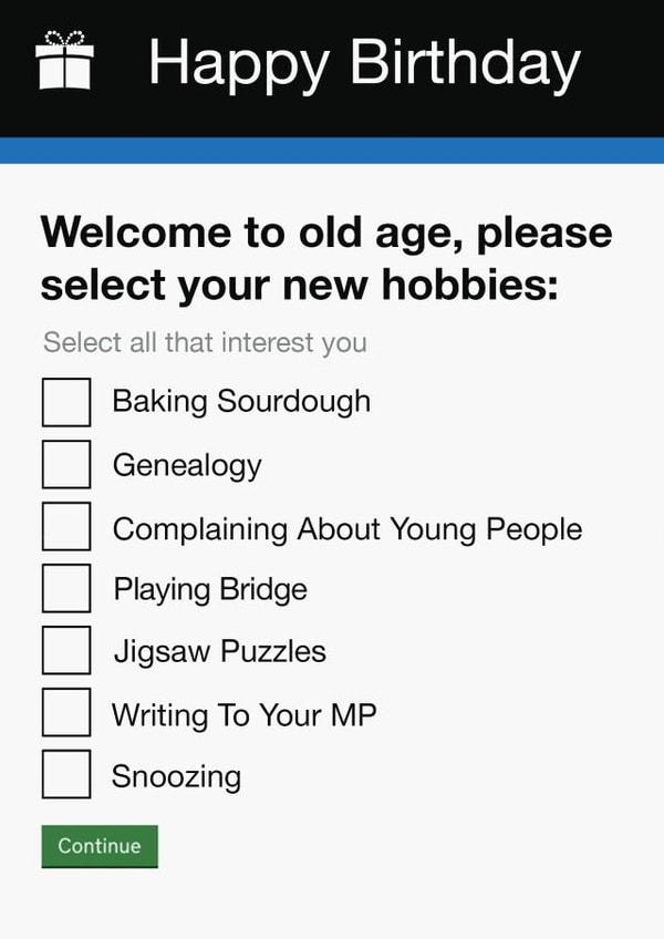 Cheeky | Birthday Card | Old Age Hobbies | Government Gateway Form ...
