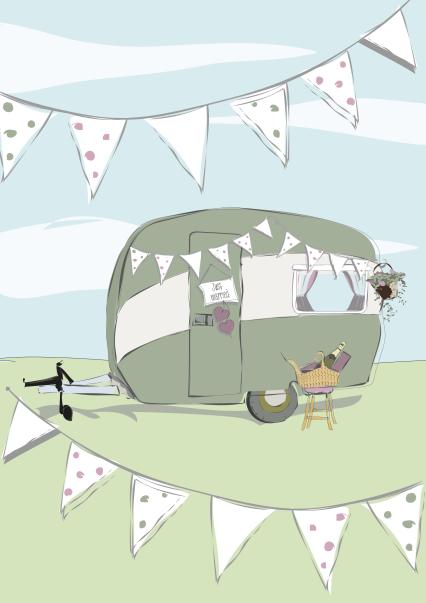 Vintage Caravan Wedding Card - Just married | thortful