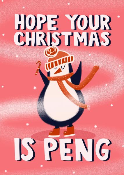 Funny Penguin Pun Christmas Card - Ice Skating - Snow - Candy Cane ...