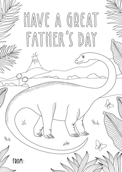 Father's Day Dinosaur Colouring Card | thortful