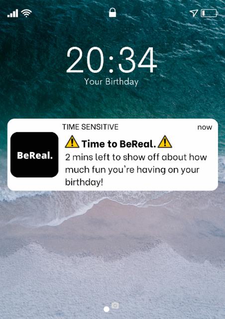 Phone Screen Birthday Card - BeReal Social Media notification | thortful